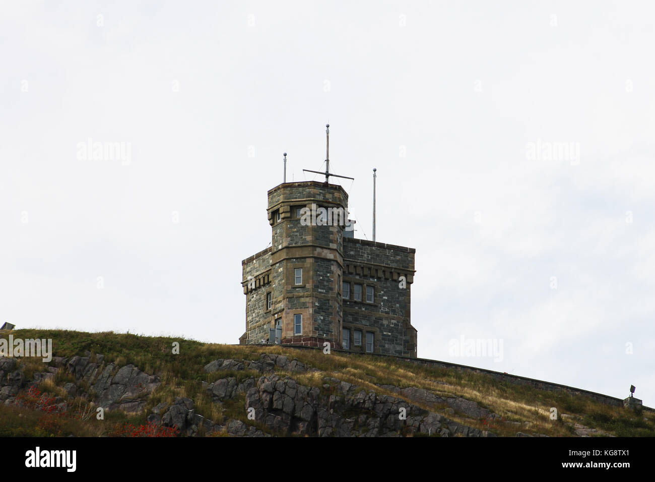 Looking up at Cabot Tower from the Signal Hill Hiking trail below ...