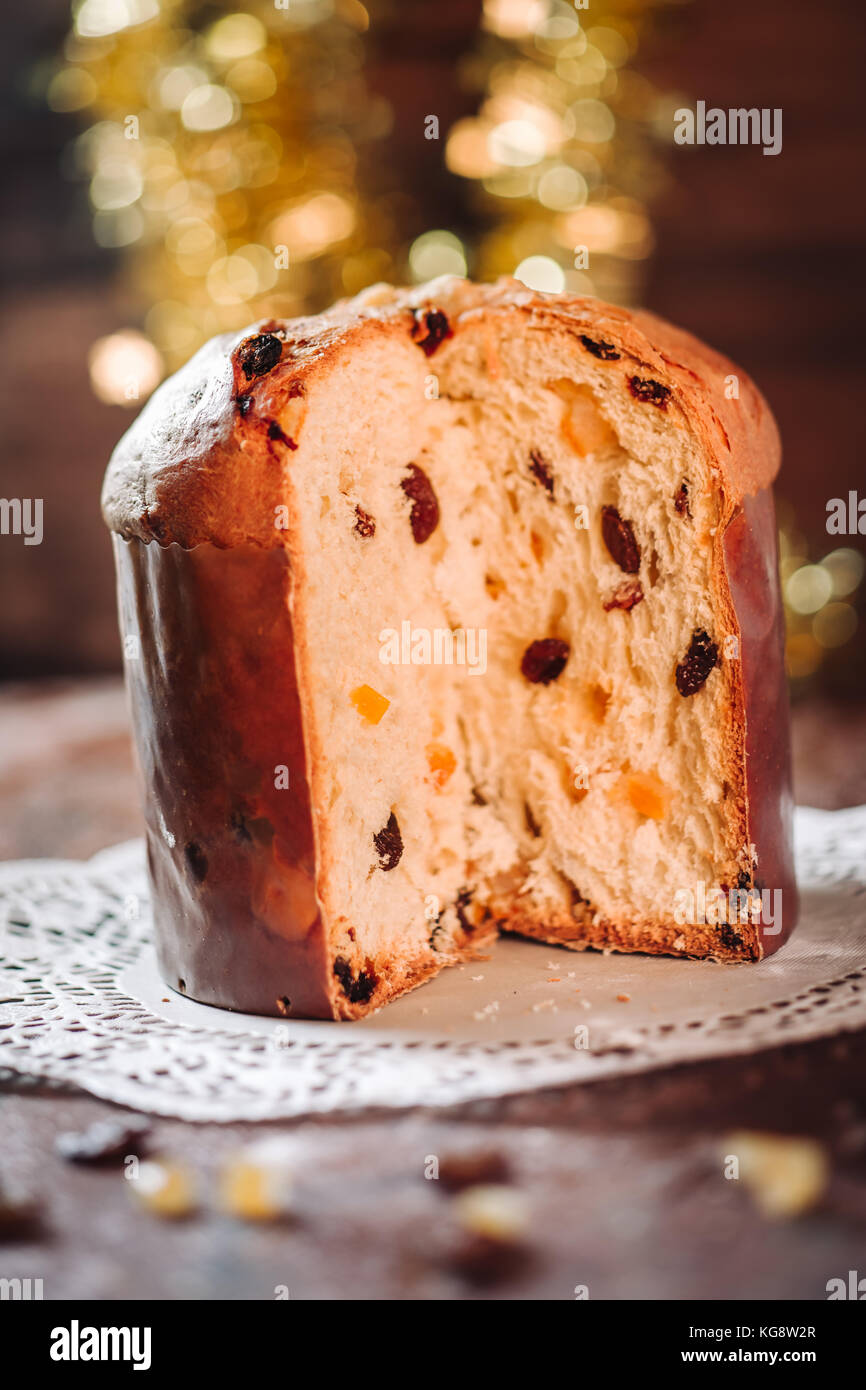 Traditional italian Panettone cake to celebrate Christmas holidays ...
