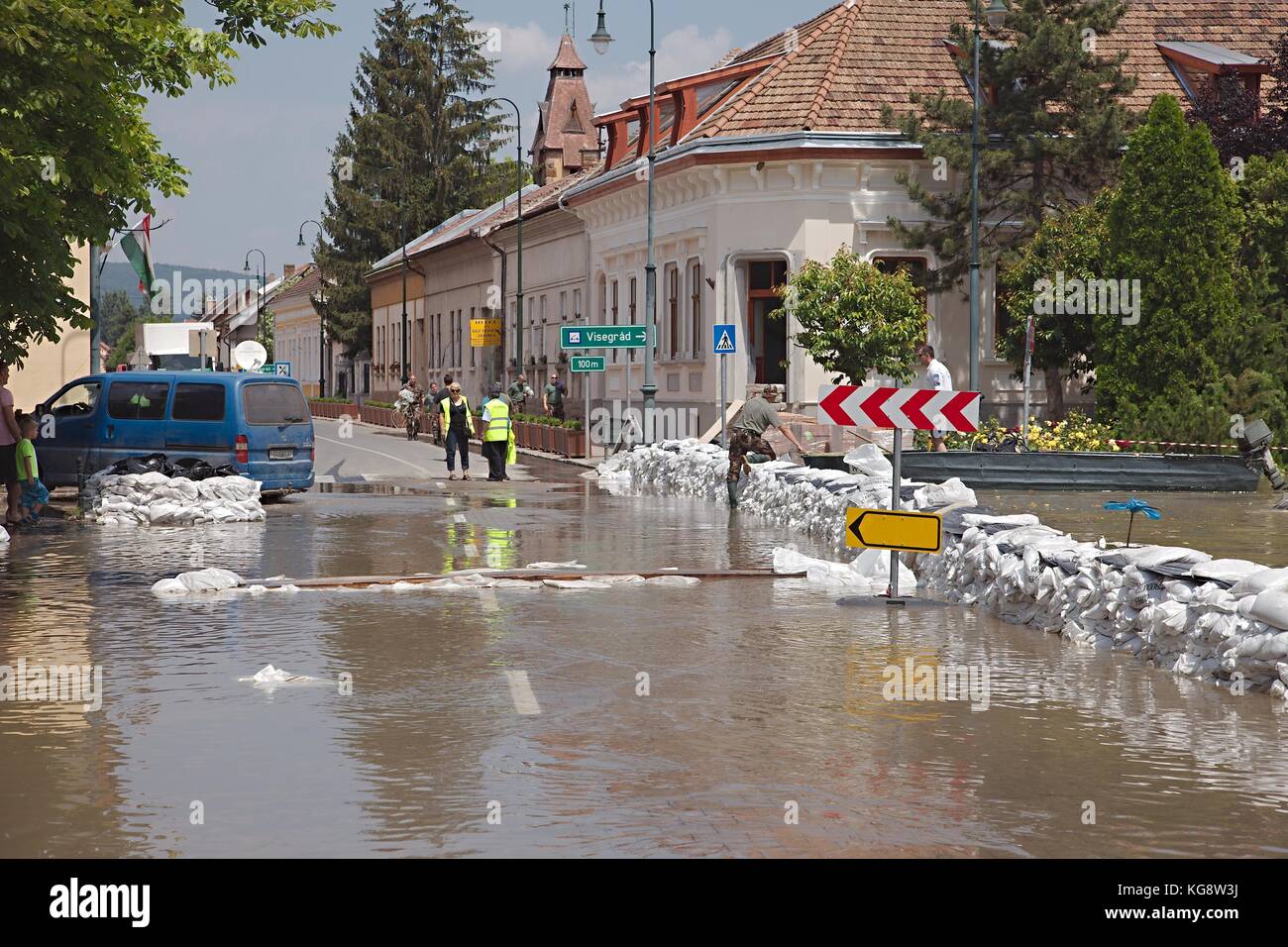 Flooded street and houses Stock Photo - Alamy