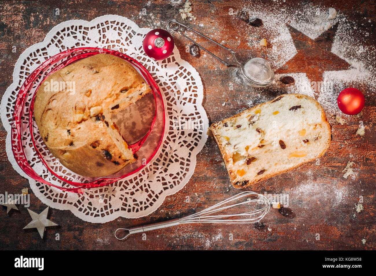 Traditional italian Panettone cake to celebrate Christmas holidays ...