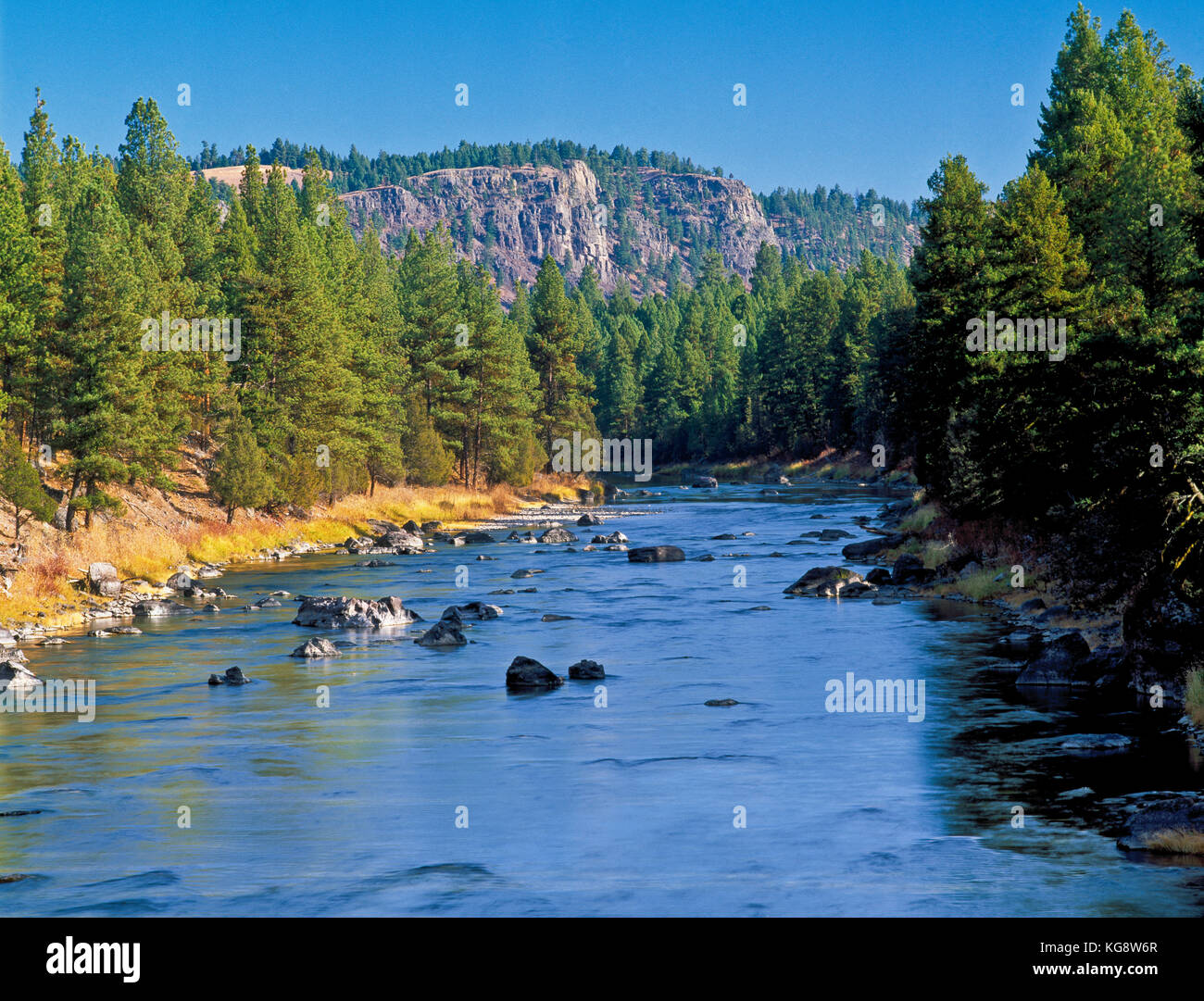 blackfoot river and cliffs above clearwater junction near ovando ...