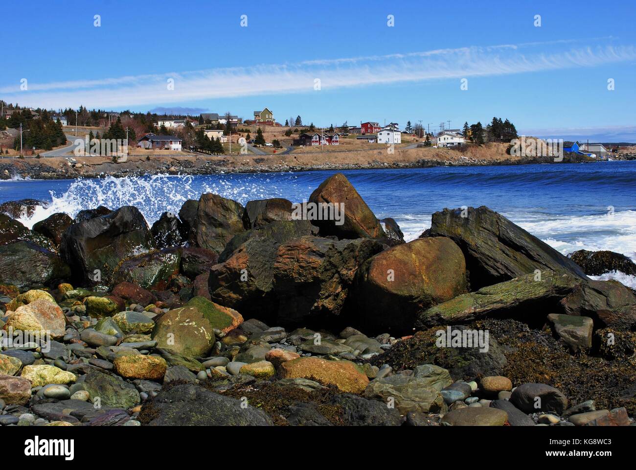 Wave breaking on the beach, Witless Bay, Newfoundland Labrador Stock ...
