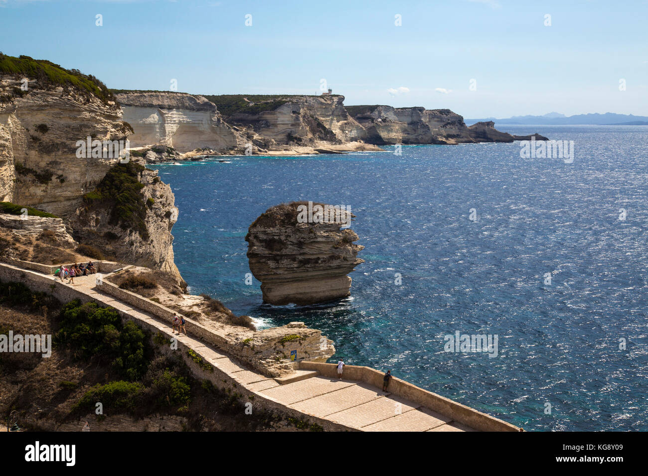 The chalk cliffs of Bonifacio overlooking the Mediterranean sea Stock ...