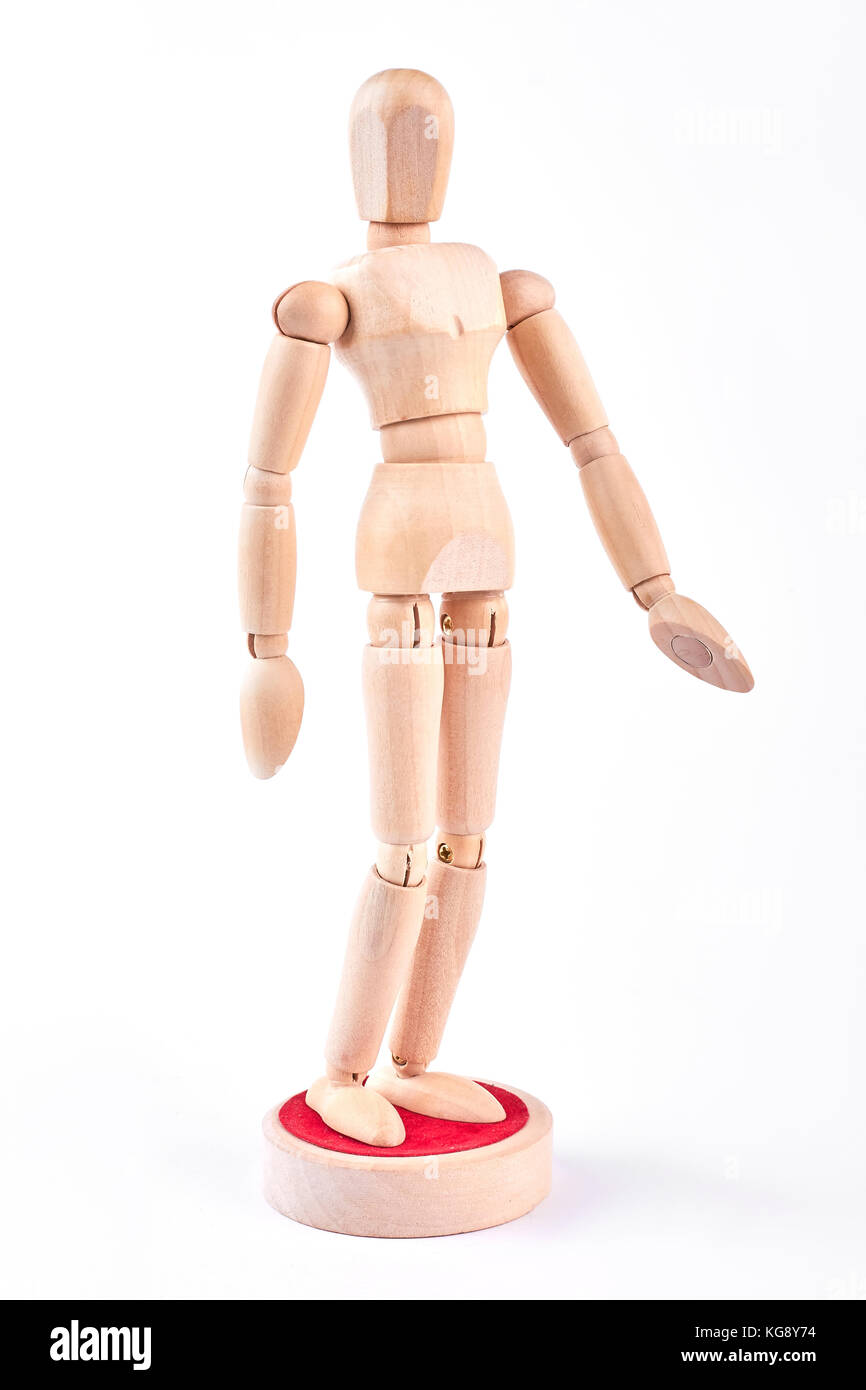 Wooden dummy on white background Stock Photo - Alamy
