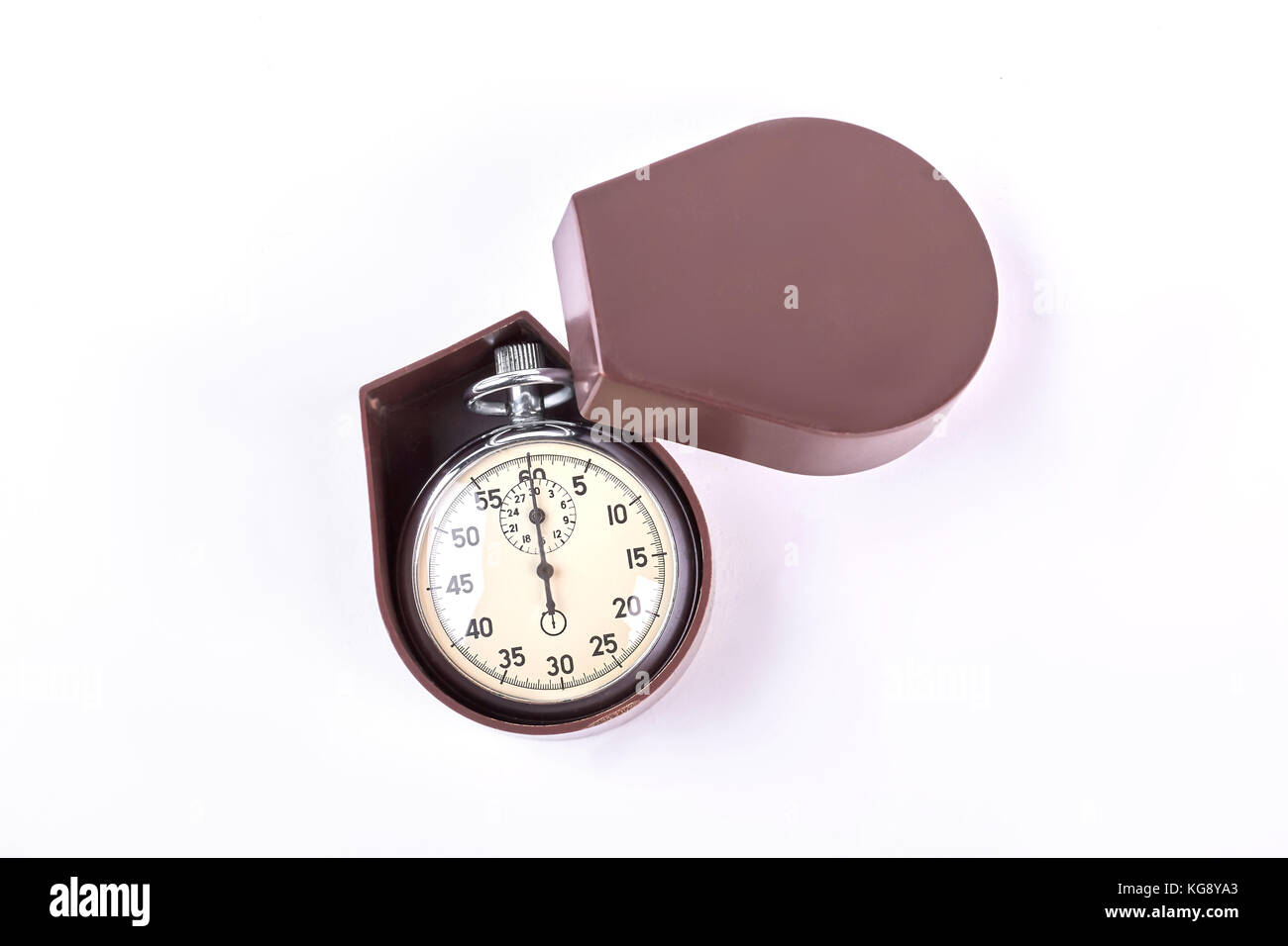 Silver stopwatch in box Stock Photo - Alamy