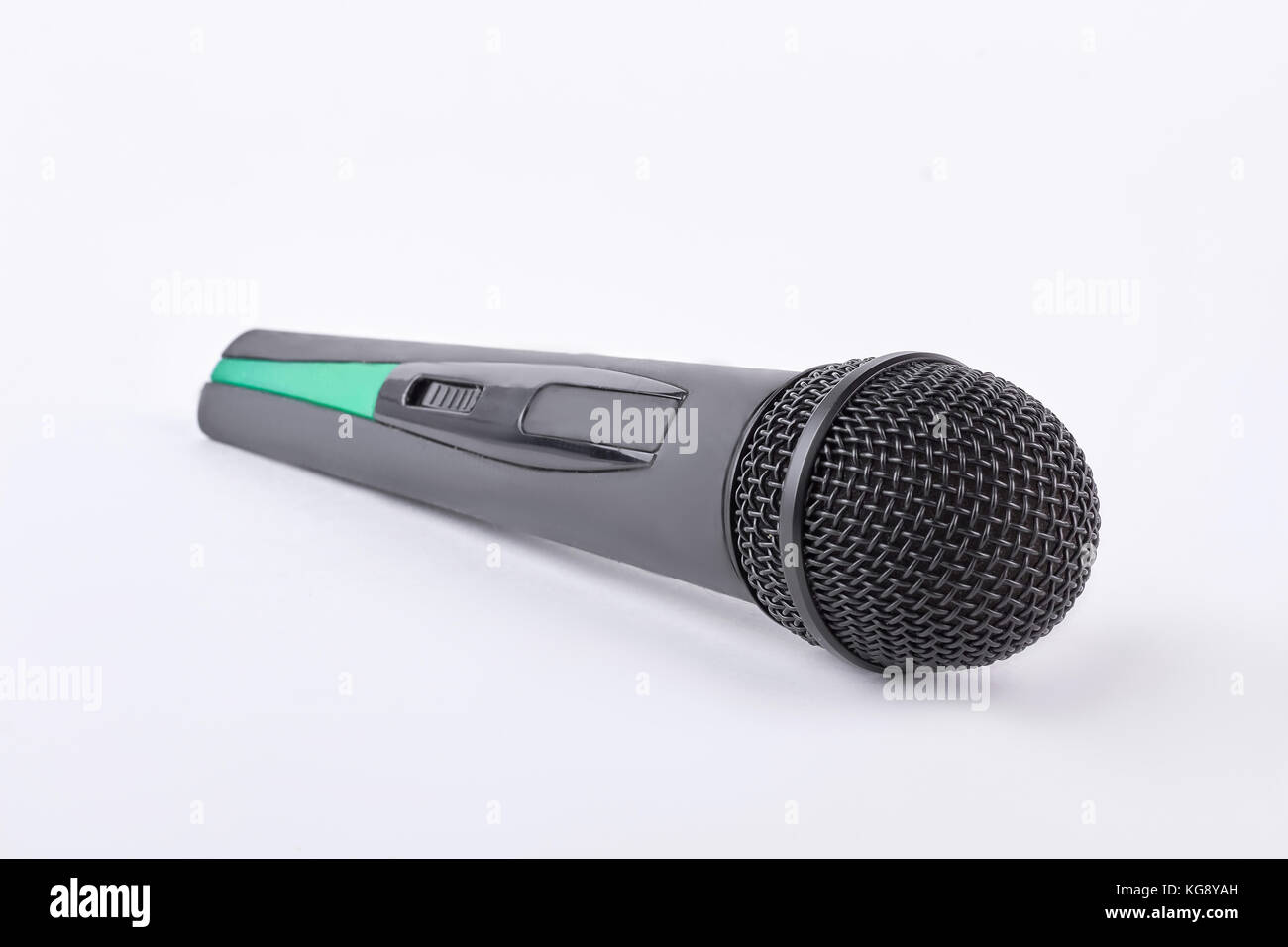 Wireless black microphone, white background Stock Photo - Alamy