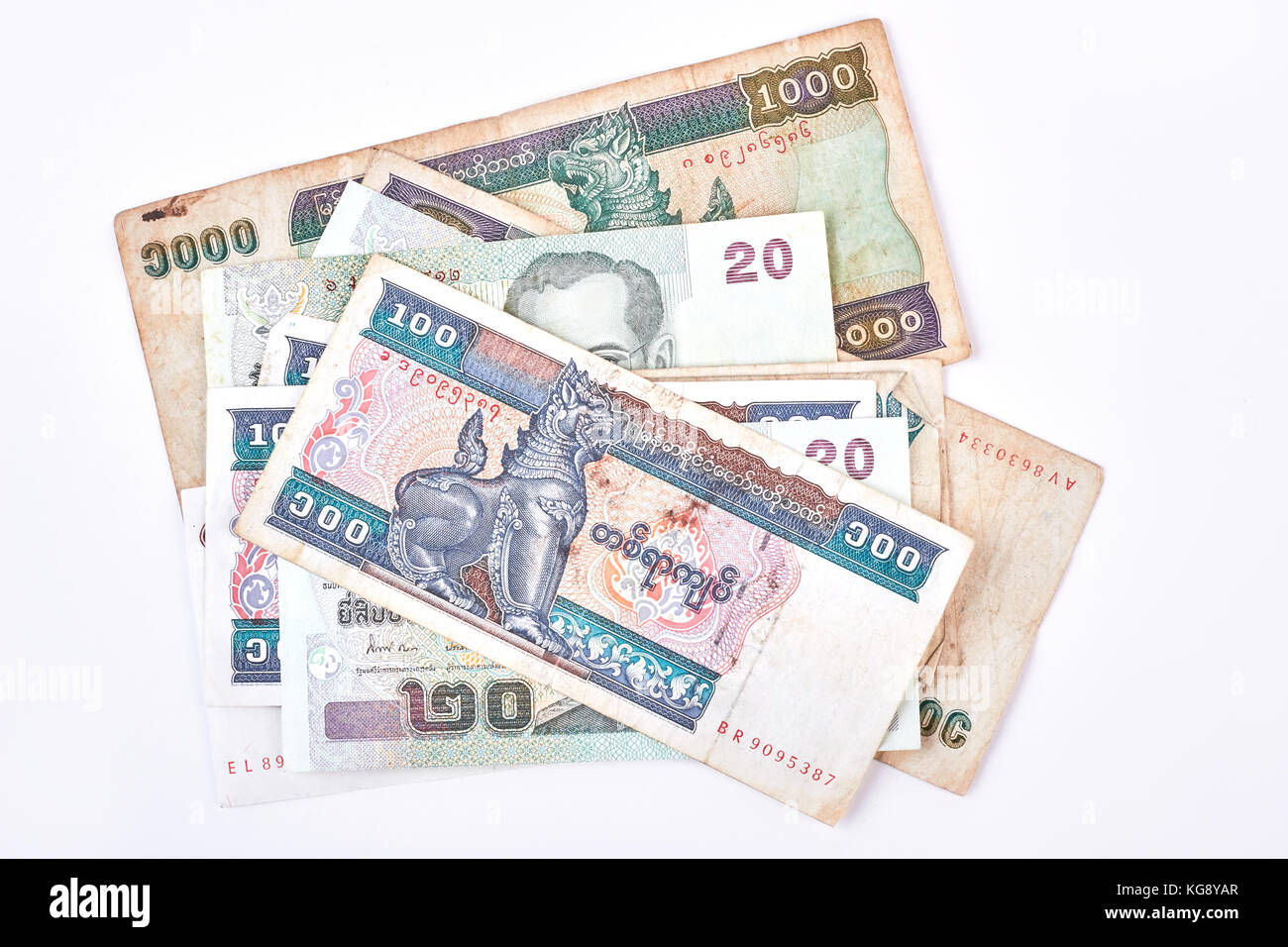 Myanmar kyat banknotes on white background Stock Photo - Alamy
