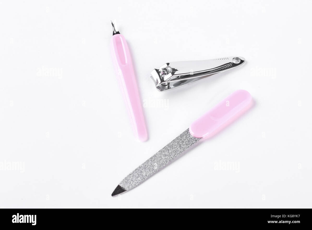 Tools for manicure, white background Stock Photo - Alamy