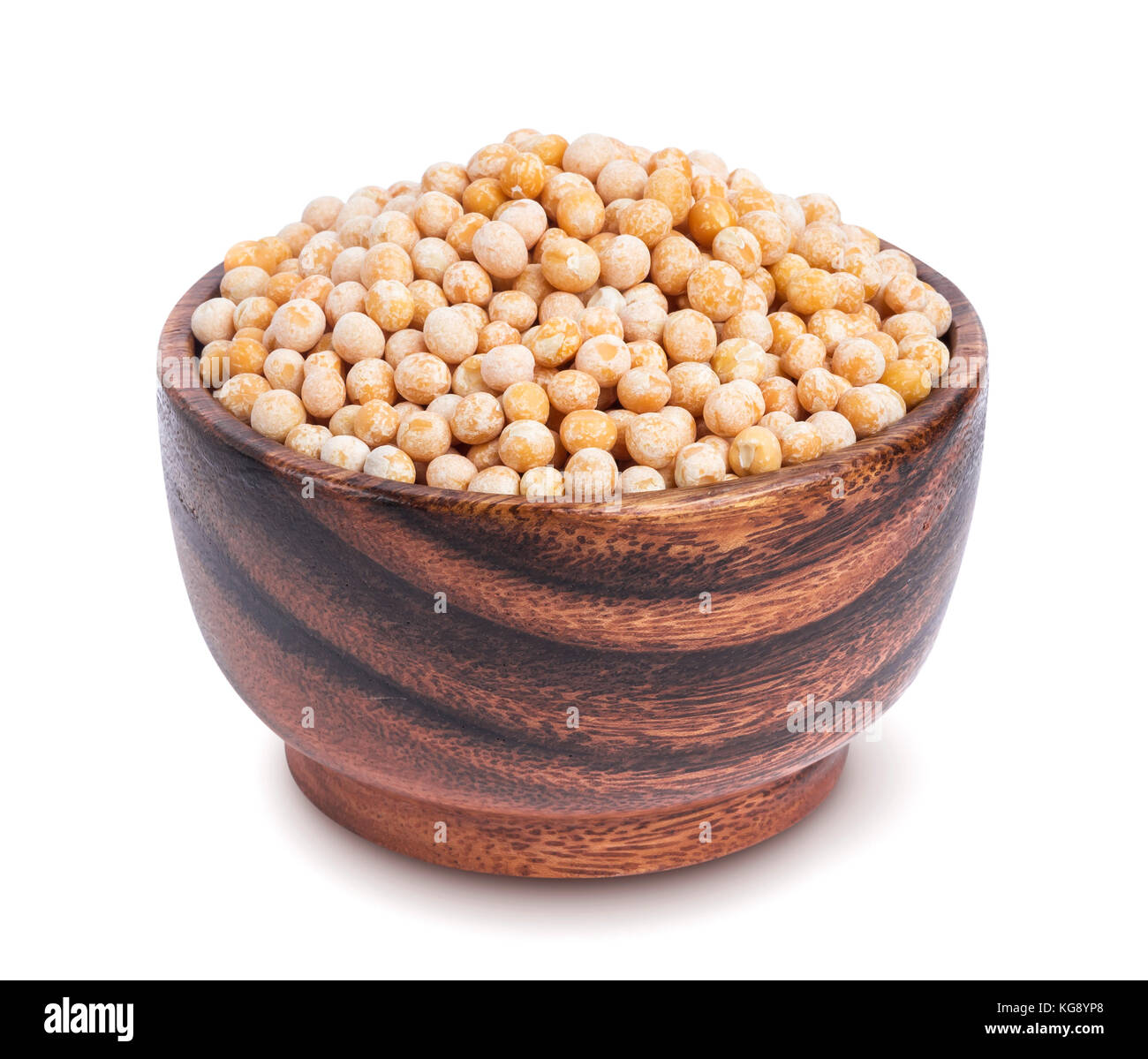 Isolated dry pea. Dried peas in wooden bowl on white background Stock ...