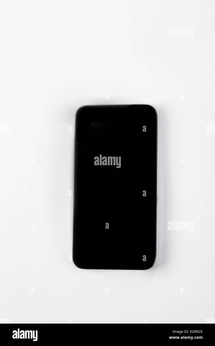 Black smartphone, top view Stock Photo - Alamy