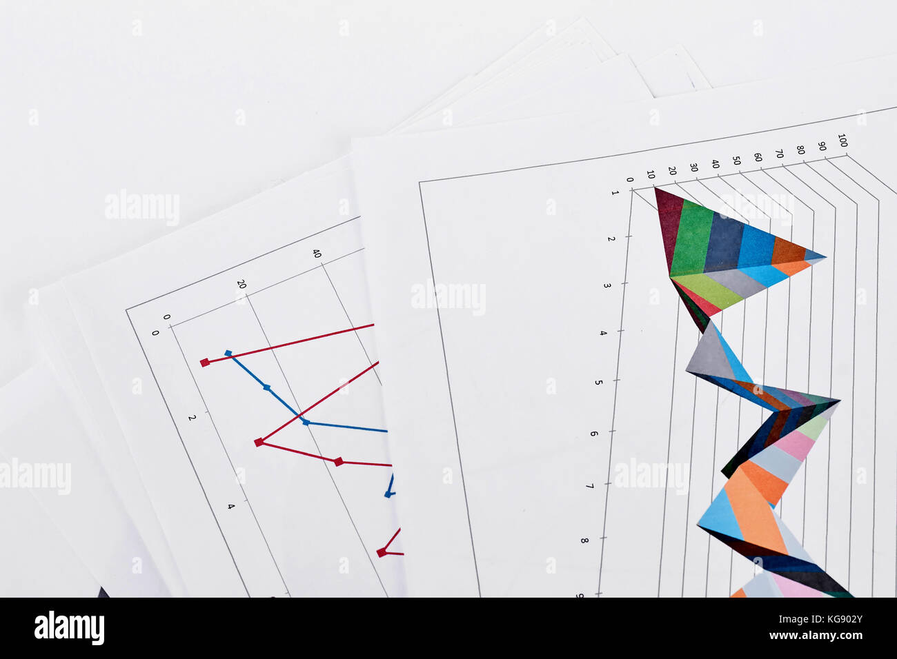 Document with colorful diagrams, white background Stock Photo - Alamy