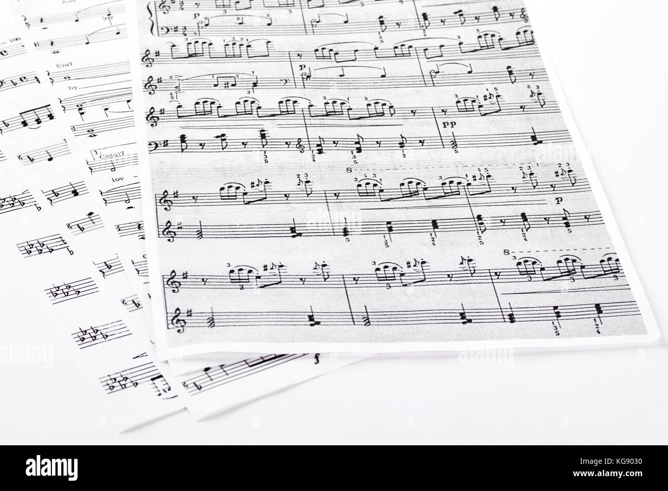 Sheets with musical notes Stock Photo - Alamy