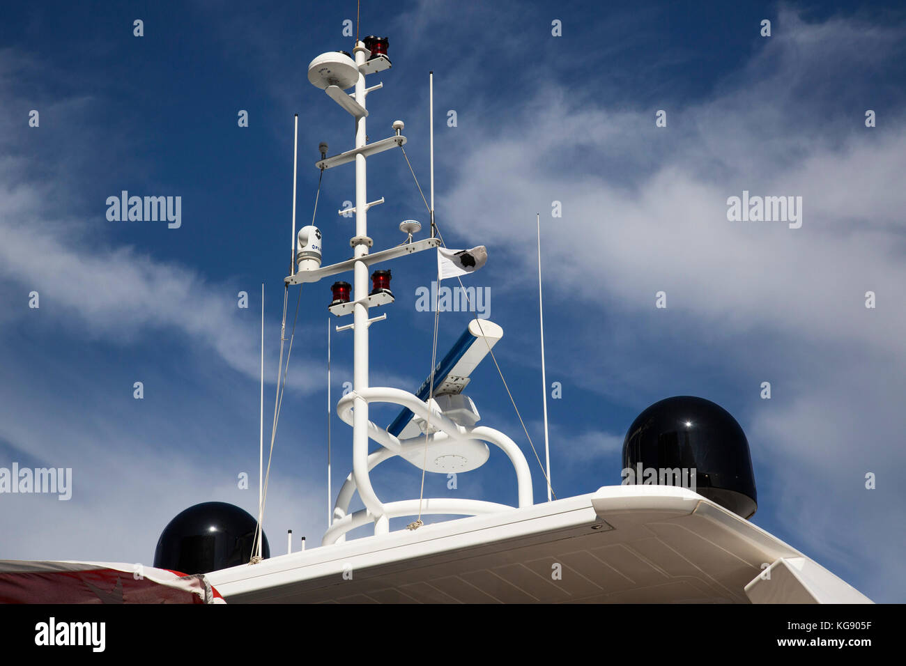 Navigation and weather monitoring systems on the bridge of a luxury ...