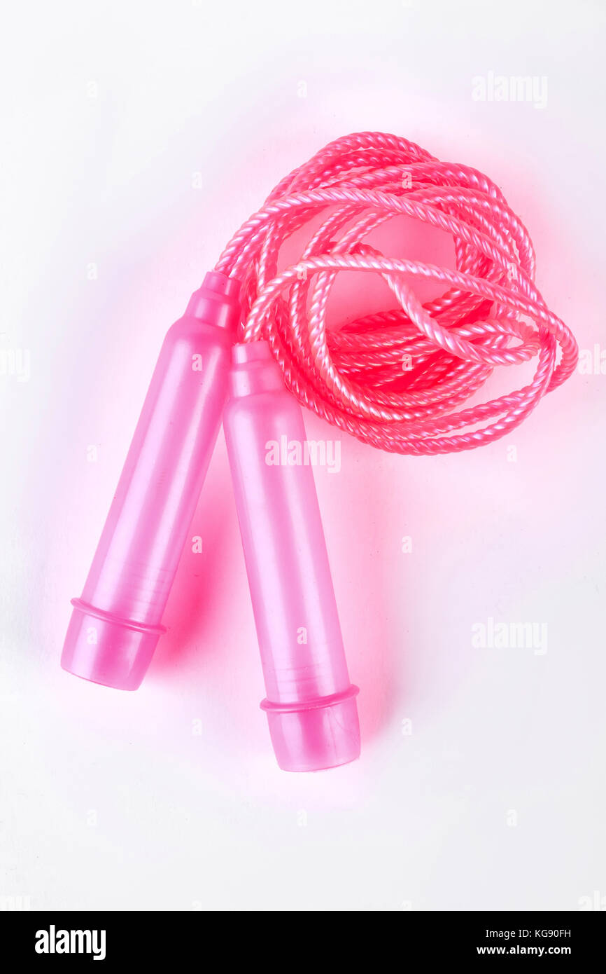 Pink skipping rope, top view Stock Photo - Alamy