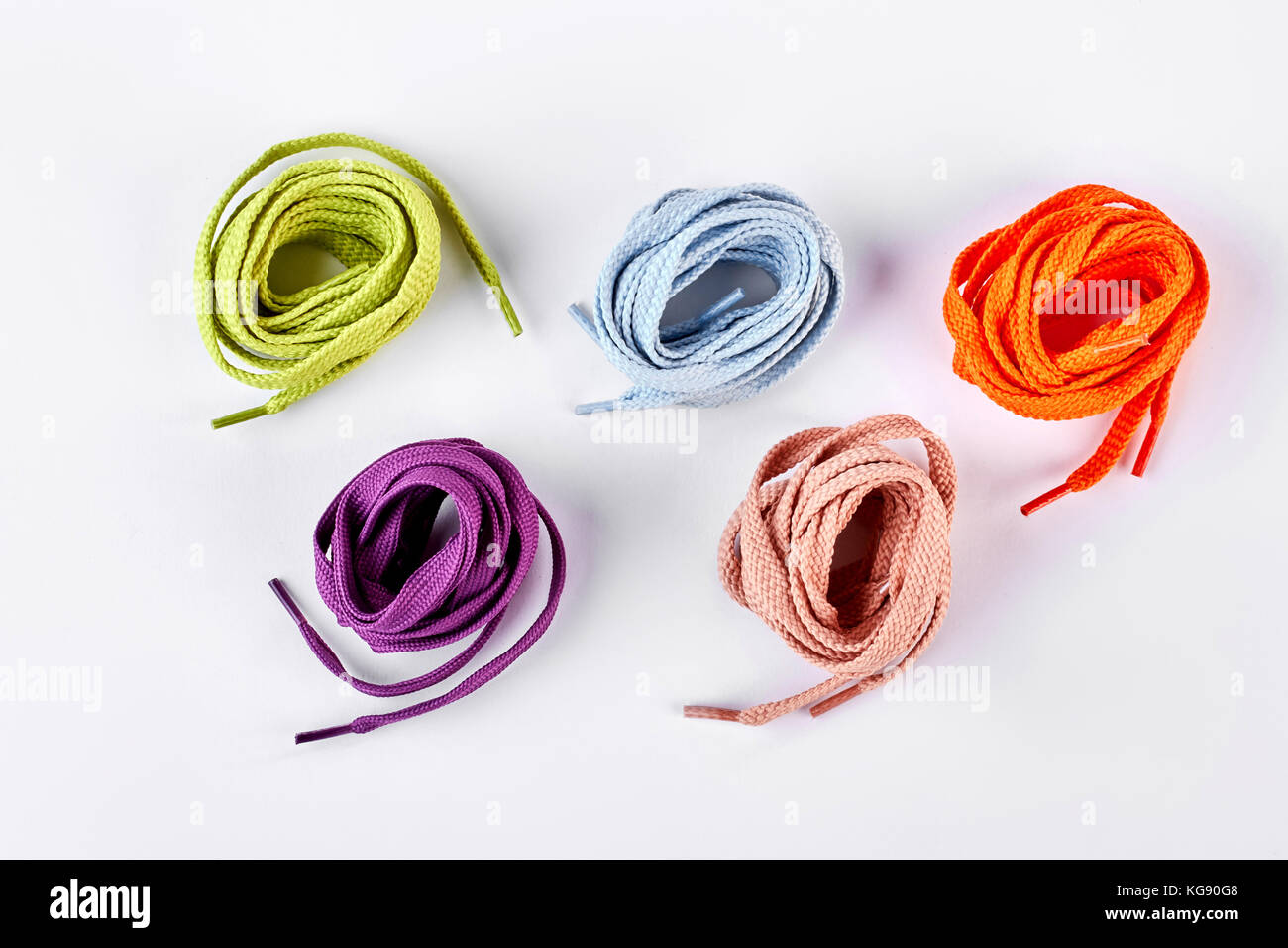 Five colorful round shoe laces Stock Photo - Alamy