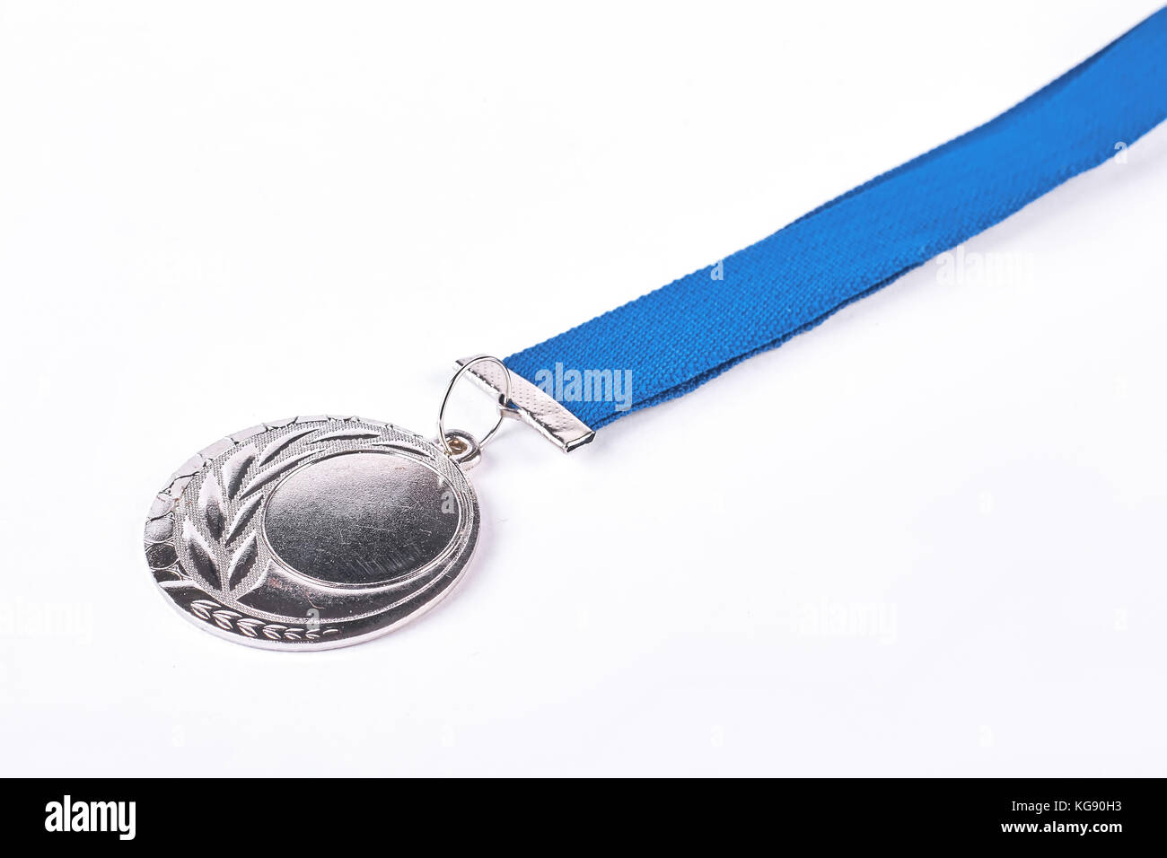 Champion silver medal, white background Stock Photo - Alamy