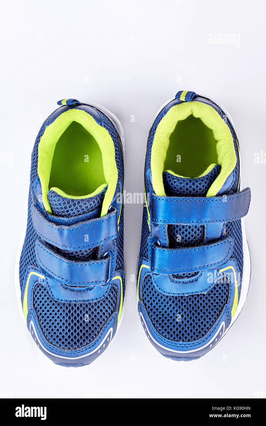 Blue running shoes, top view Stock Photo - Alamy