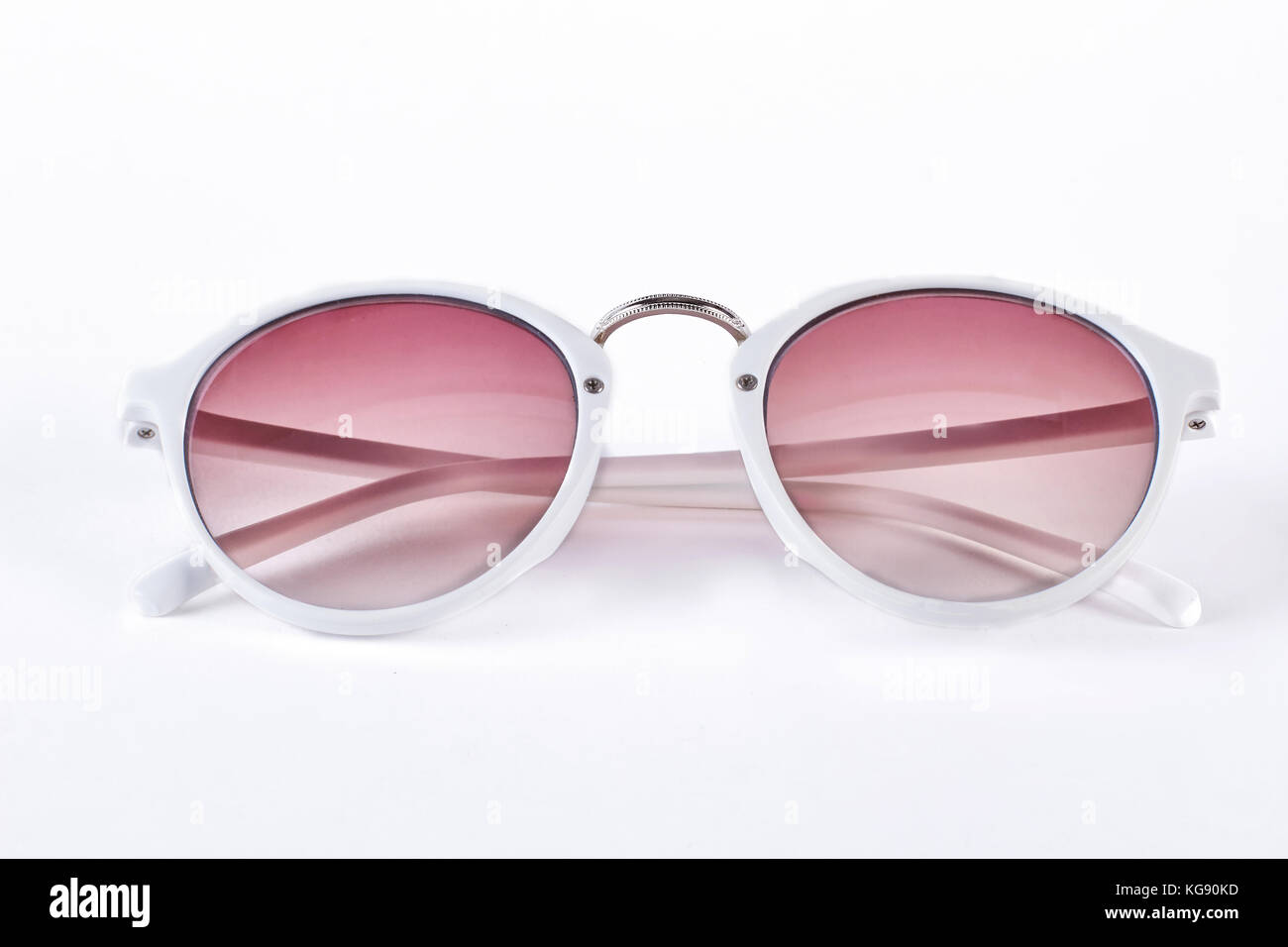 Round sunglasses with white rim Stock Photo - Alamy