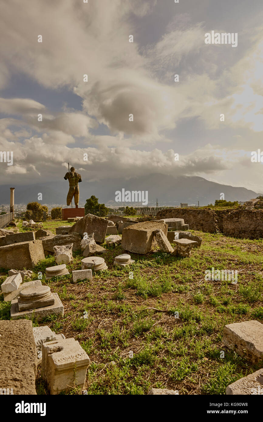 Looking out over modern Pompeii. Ruins on view after archaeological ...
