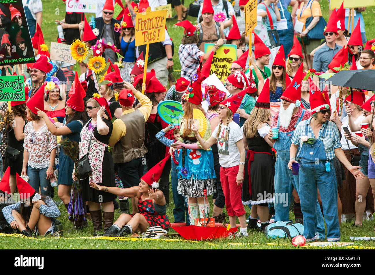 Atlanta, GA, USA - April 29, 2017: A huge group of people dressed like ...