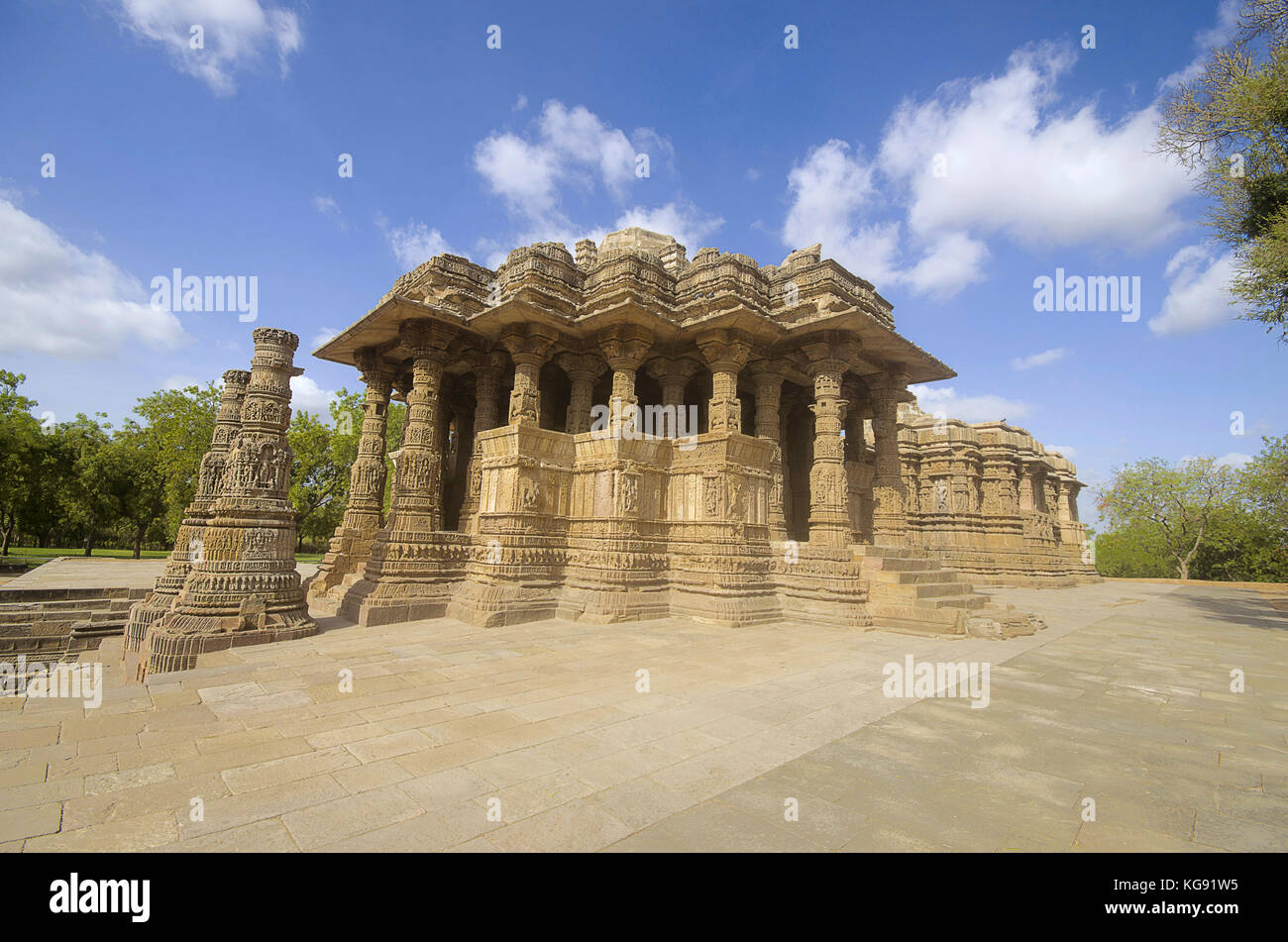 Outer view of the Sun Temple on the bank of the river Pushpavati. Built ...