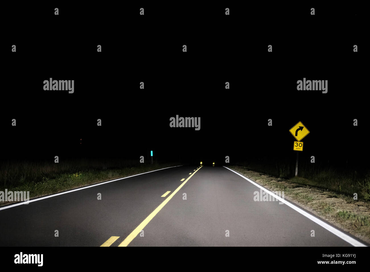 Country road at night Stock Photo - Alamy