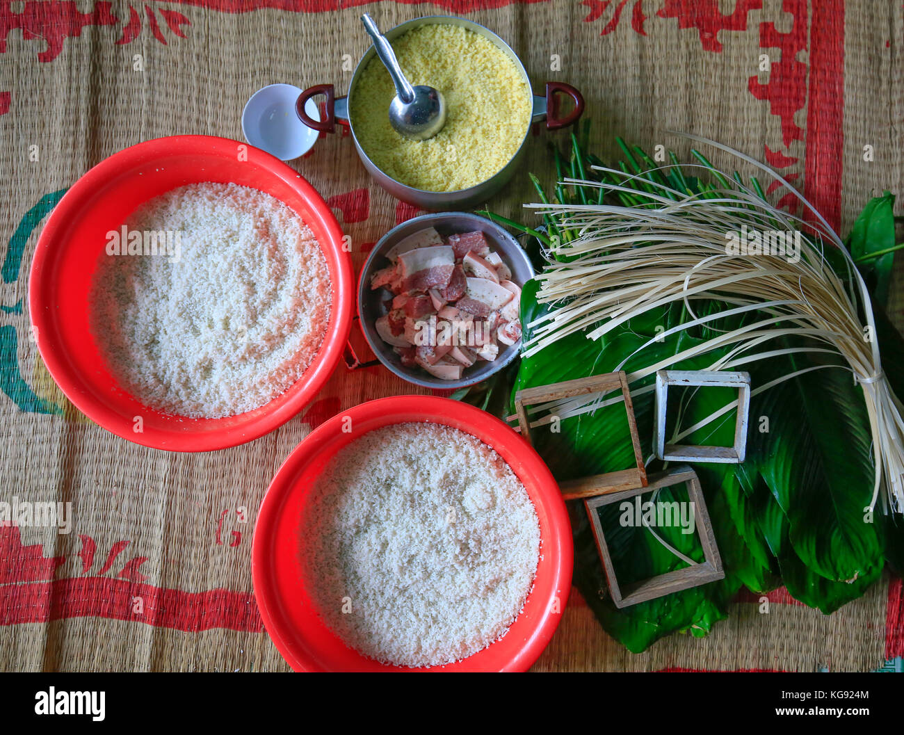 Making Chung cake by hands closeup, Chung cake is the most important ...