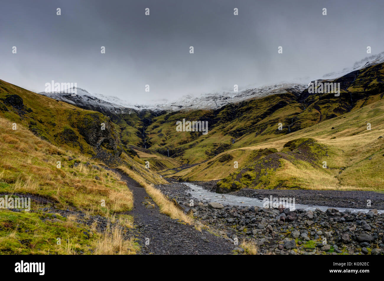 Iceland nature view with meadows and water Stock Photo - Alamy