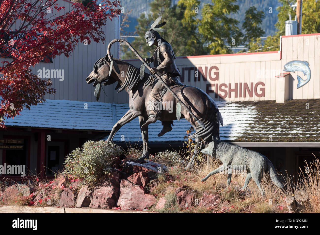 Tracking the Intruders, a bronze sculpure in downtown Joseph, Oregon ...