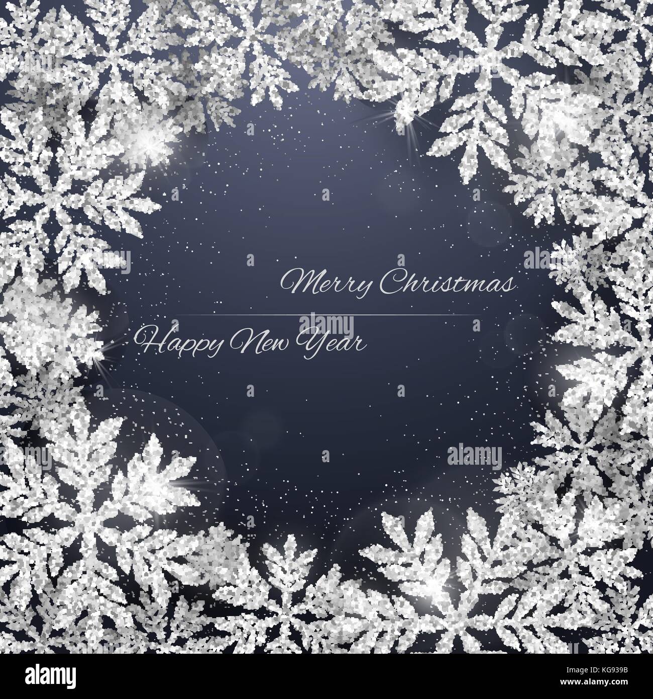 Christmas and new year dark blue background with christmas ronnd frame ...