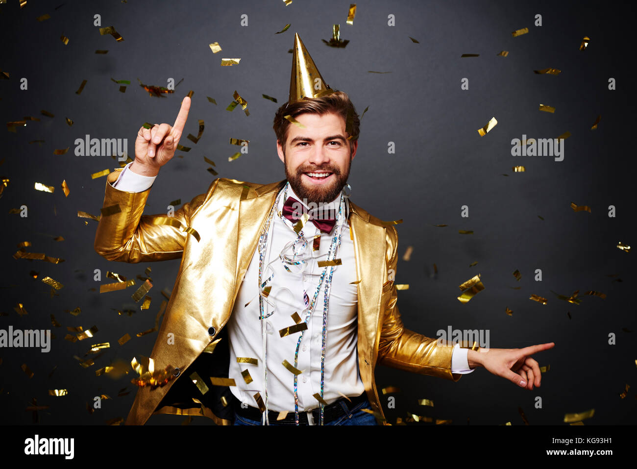 Man party horn blower confetti hi-res stock photography and images - Alamy