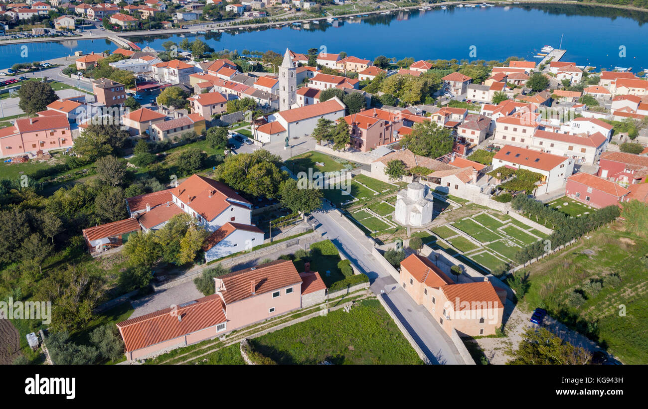 Aerial photo of historic centre of Nin, Croatia Stock Photo - Alamy