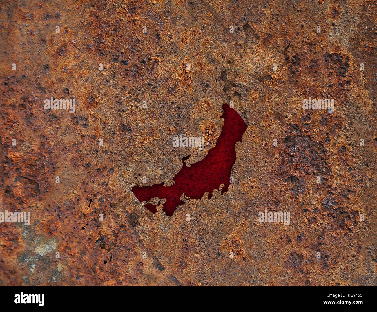 Map and flag of Japan on rusty metal Stock Photo - Alamy