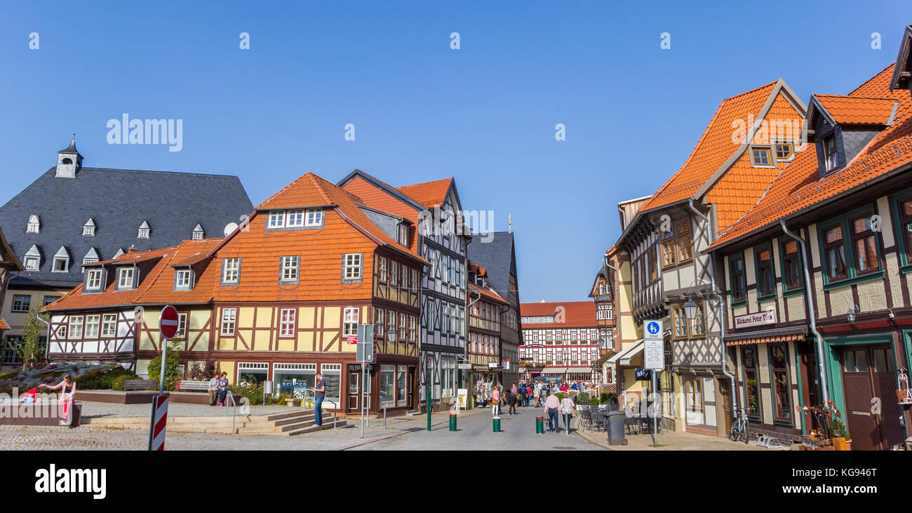 Panorama of the historic city center of Wernigerode, Germany Stock ...