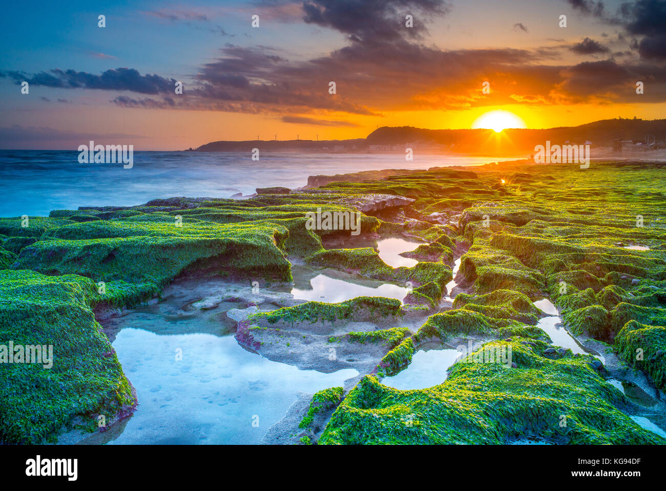 sunrise at laomei green reef, northern coast in taiwan Stock Photo - Alamy