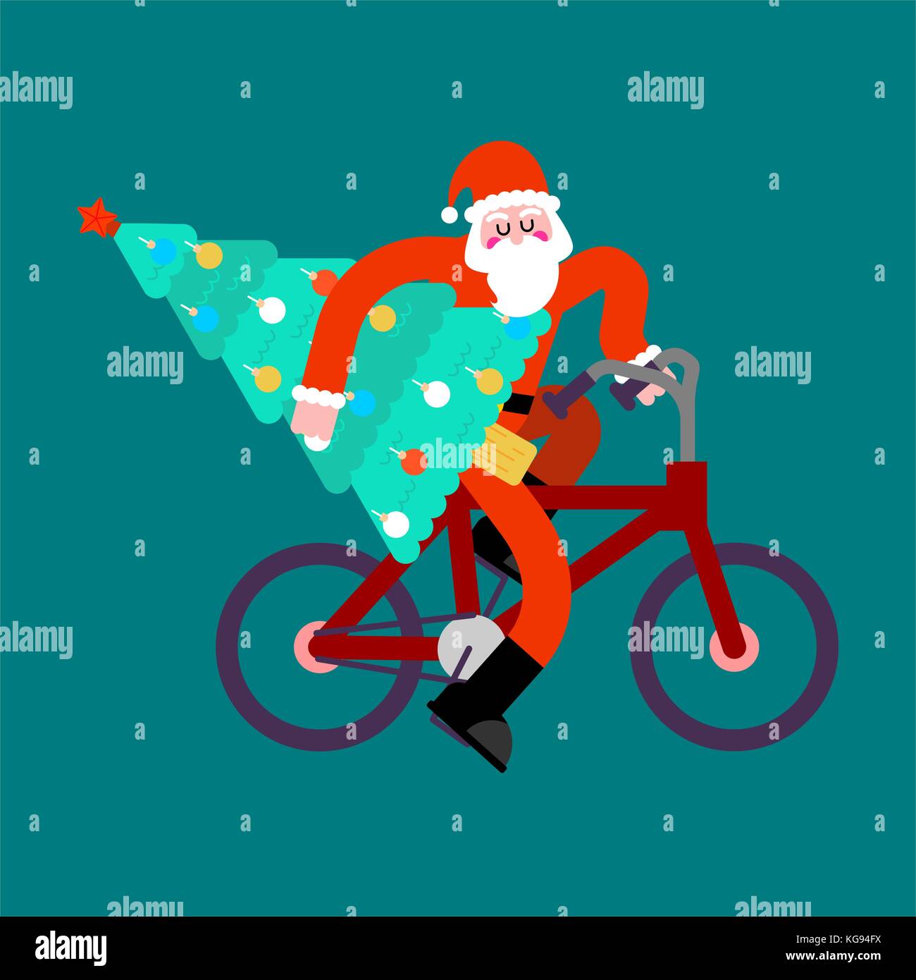 Santa on bike and road Stock Vector Images - Alamy