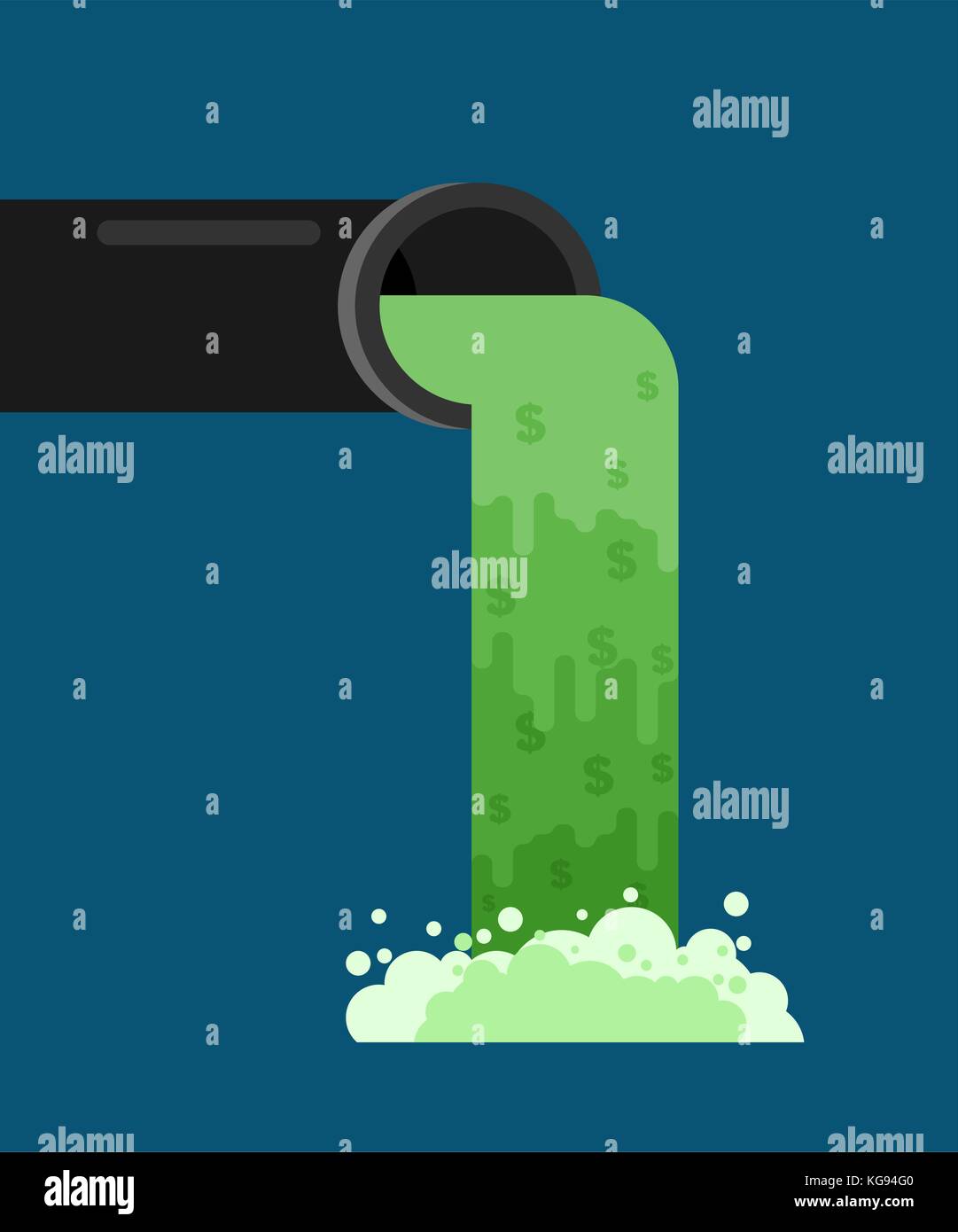 Flow of money from pipe. River of cash. Flow of dollars. Profit ...