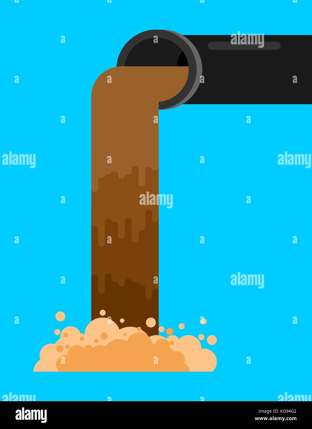 Industrial waste from pipe. Sewage Flow. Environmental pollution ...