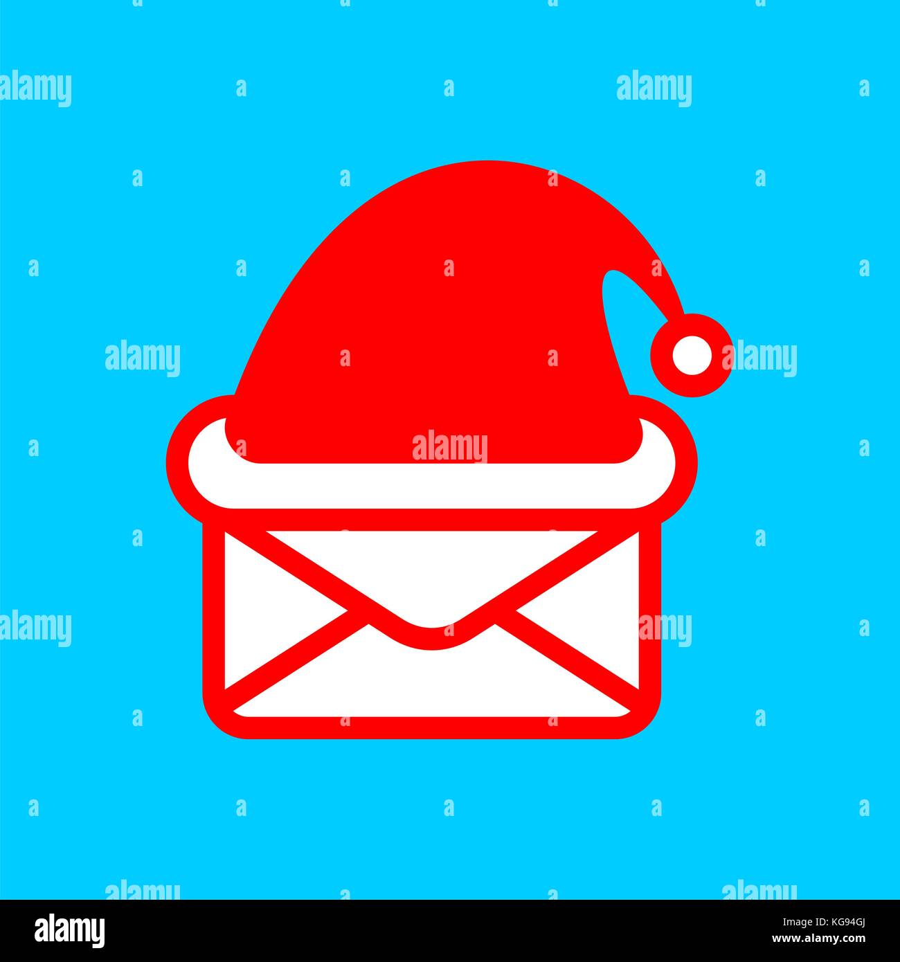 Santa Mail logo. Christmas post emblem. Mail Envelope and santas cap ...