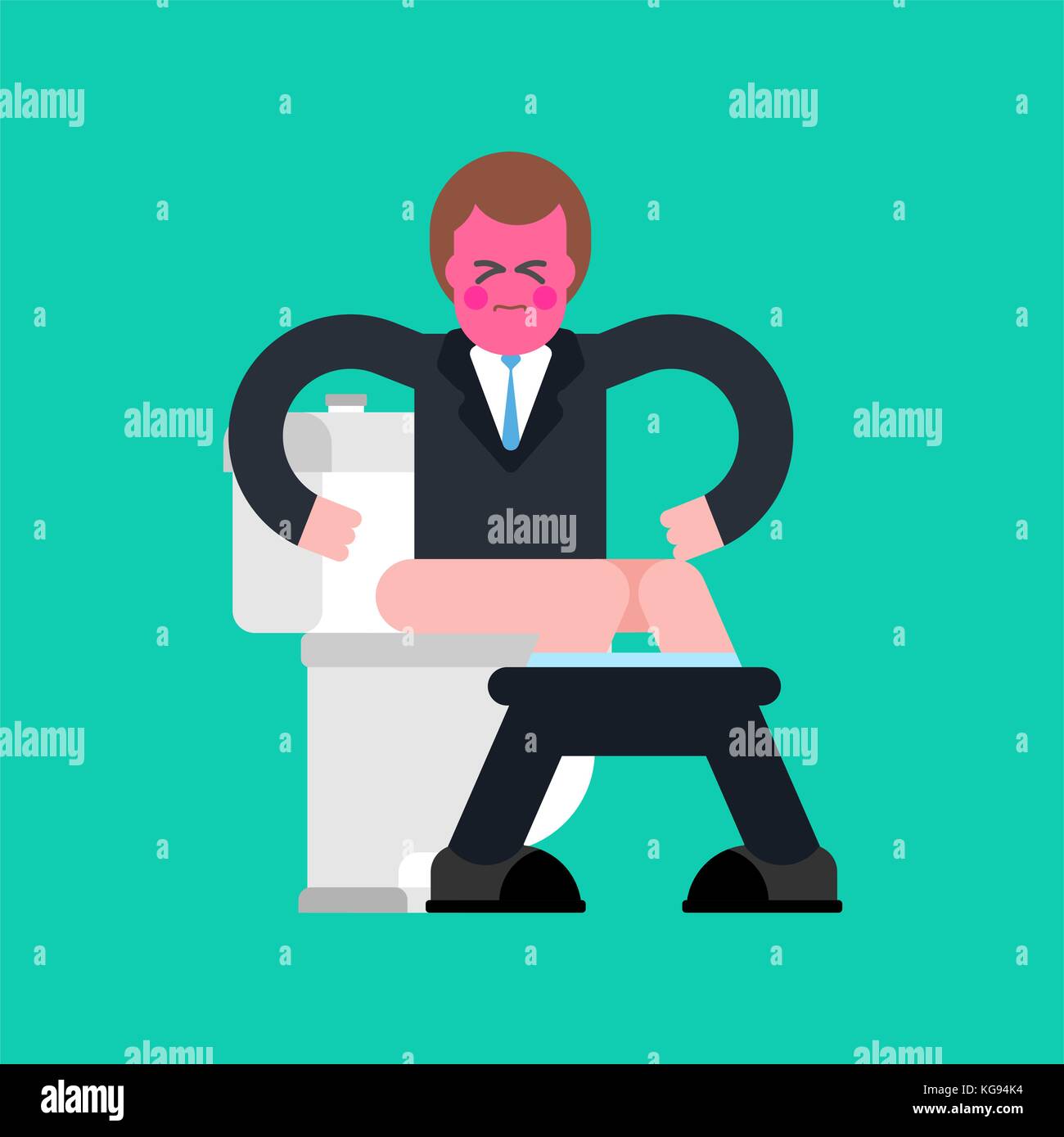 Businessman on toilet. Guy is in WC. Vector illustration Stock Vector ...