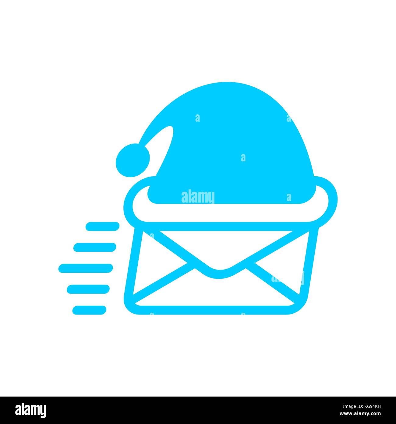 Santa Mail logo. Christmas post emblem. Mail Envelope and santas cap ...