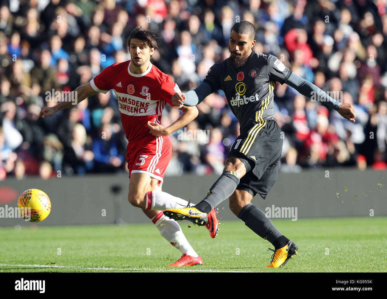 Sunderland's Lewis Grabban misses a chance to score during the Sky Bet ...