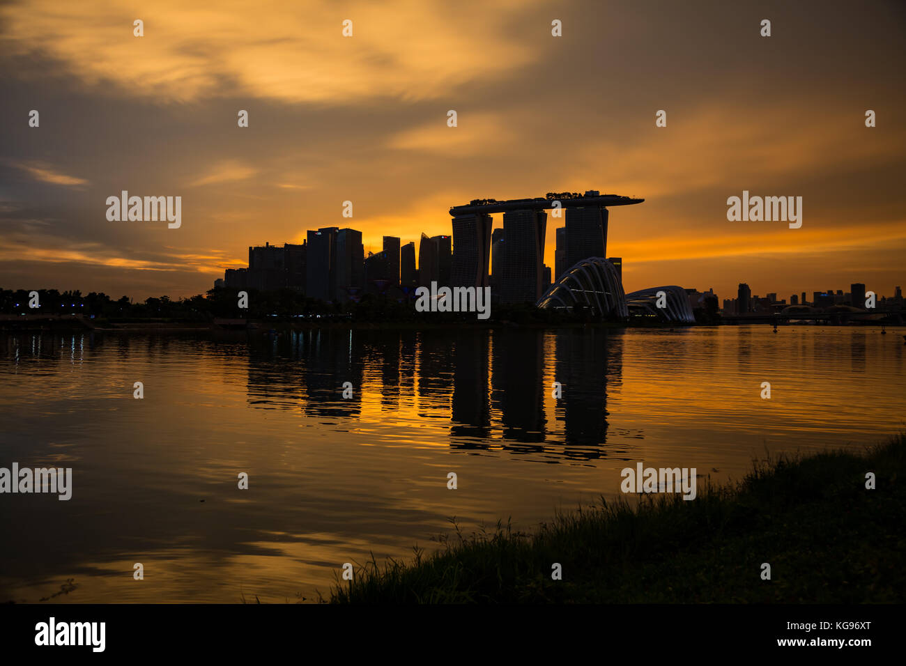 Asia Singapore Marina Bay Sands and Gardens by the Bay from Marina East ...