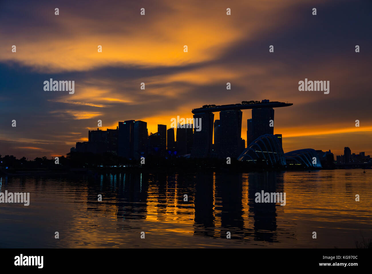 Asia Singapore Marina Bay Sands and Gardens by the Bay from Marina East ...