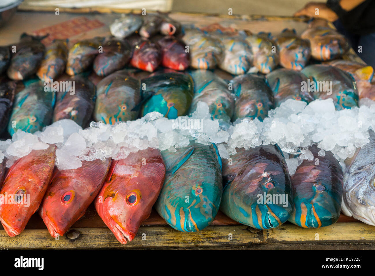 Kuta Beach - ordering fish roadside Stock Photo - Alamy