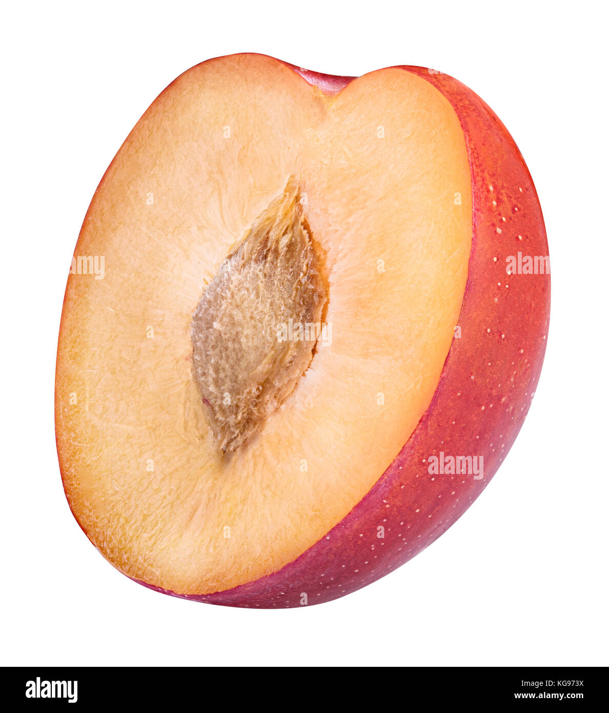 Slice of red plum isolated on white background with clipping path Stock ...