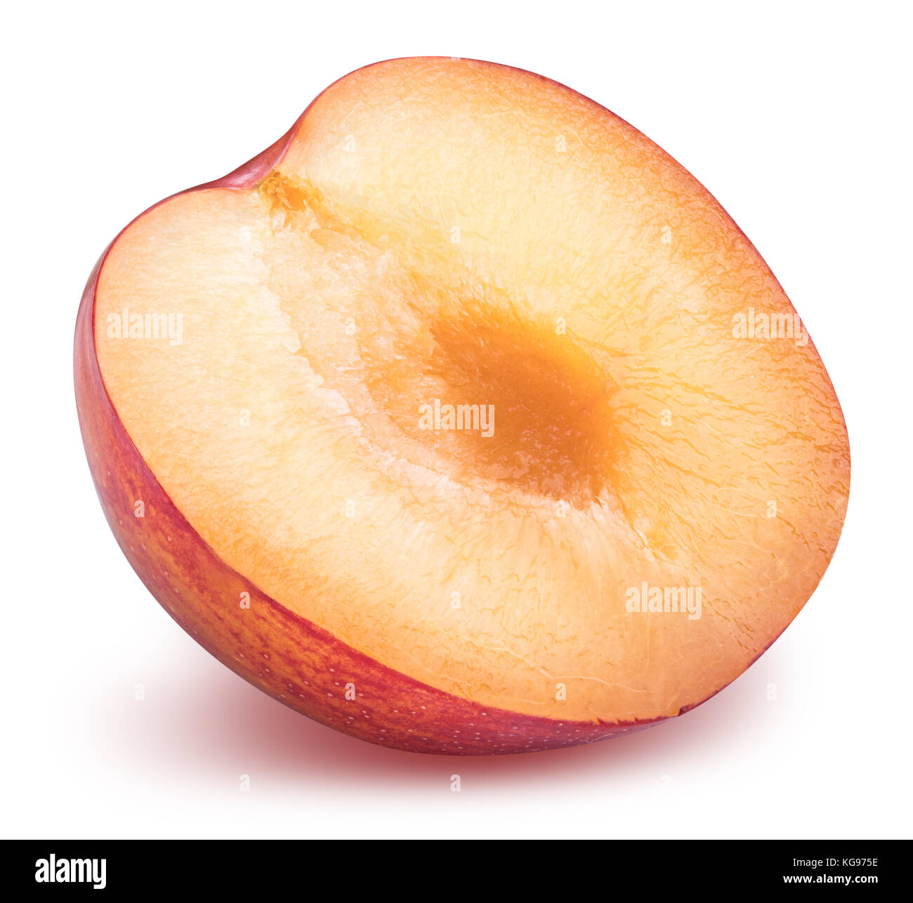 Slice of red plum isolated on white background with clipping path Stock ...