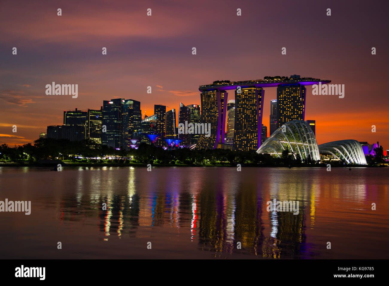 Asia Singapore Marina Bay Sands and Gardens by the Bay from Marina East ...