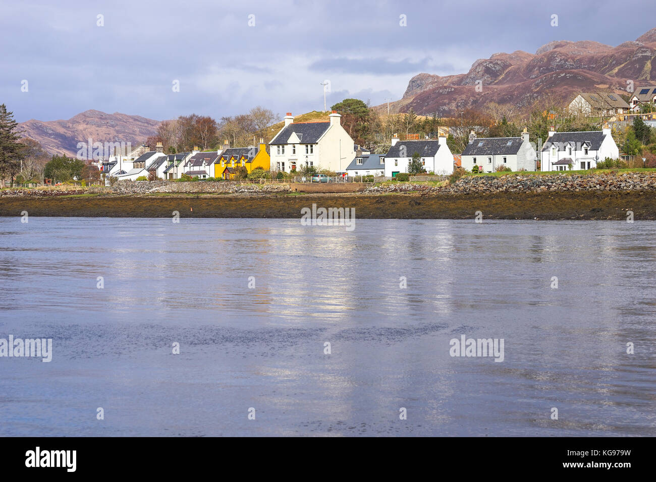 The village of Dornie, Other side of the road of Eilean Donan Castle ...