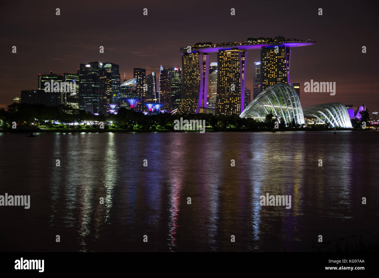 Asia Singapore Marina Bay Sands and Gardens by the Bay from Marina East ...